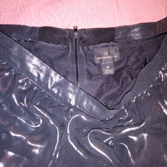 Worthington | Skirts | Shiny Gunmetal Aline Midiskirt | Poshmark